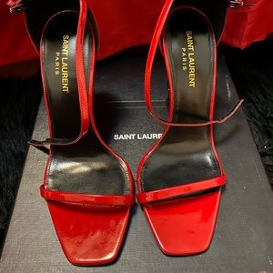 Yves Saint Laurent | Shoes | Saint Laurent Red Ysl Opyum Ankle Strap ...